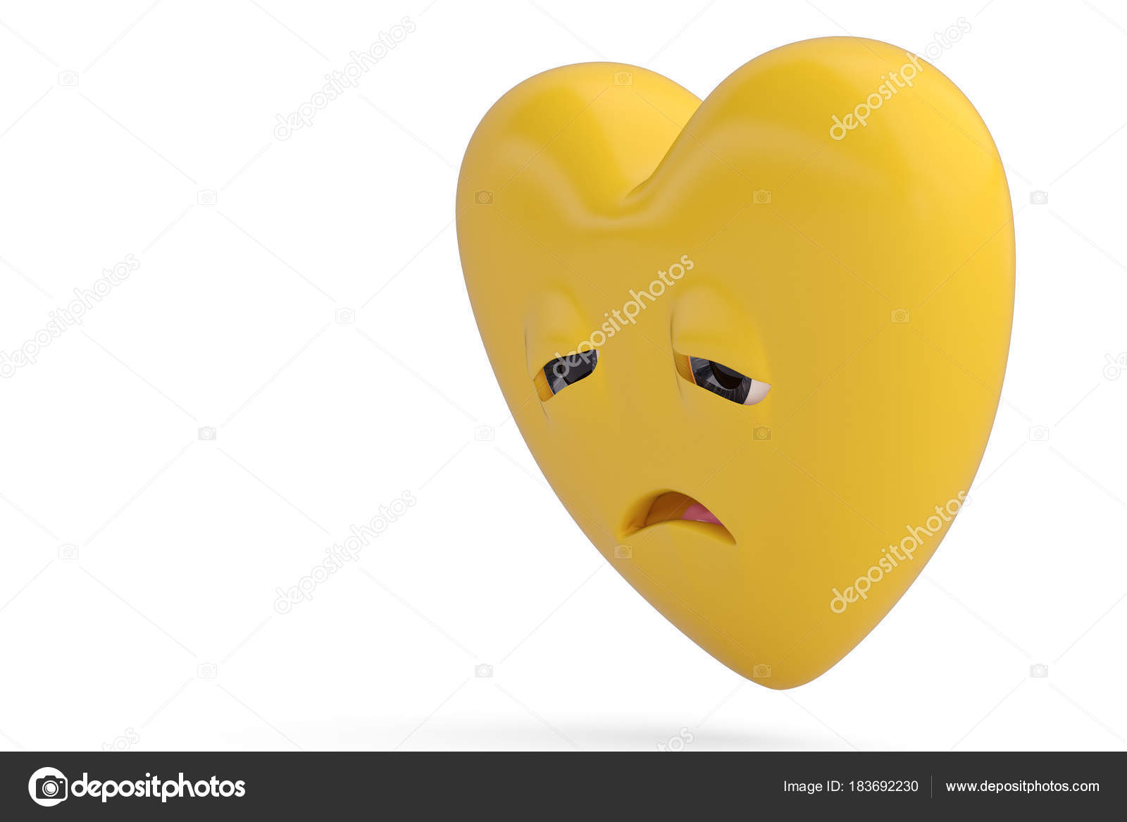 Disappointed heart emoticon with heart emoji.3D illustration. Stock ...