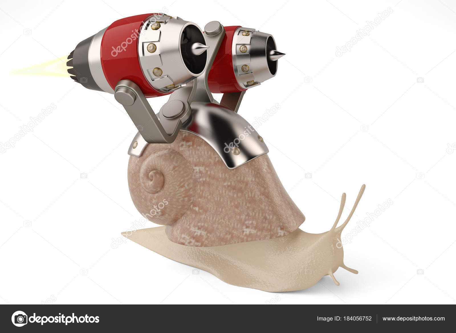 Snail with jet engine on white background.3D illustration. Stock Photo ...
