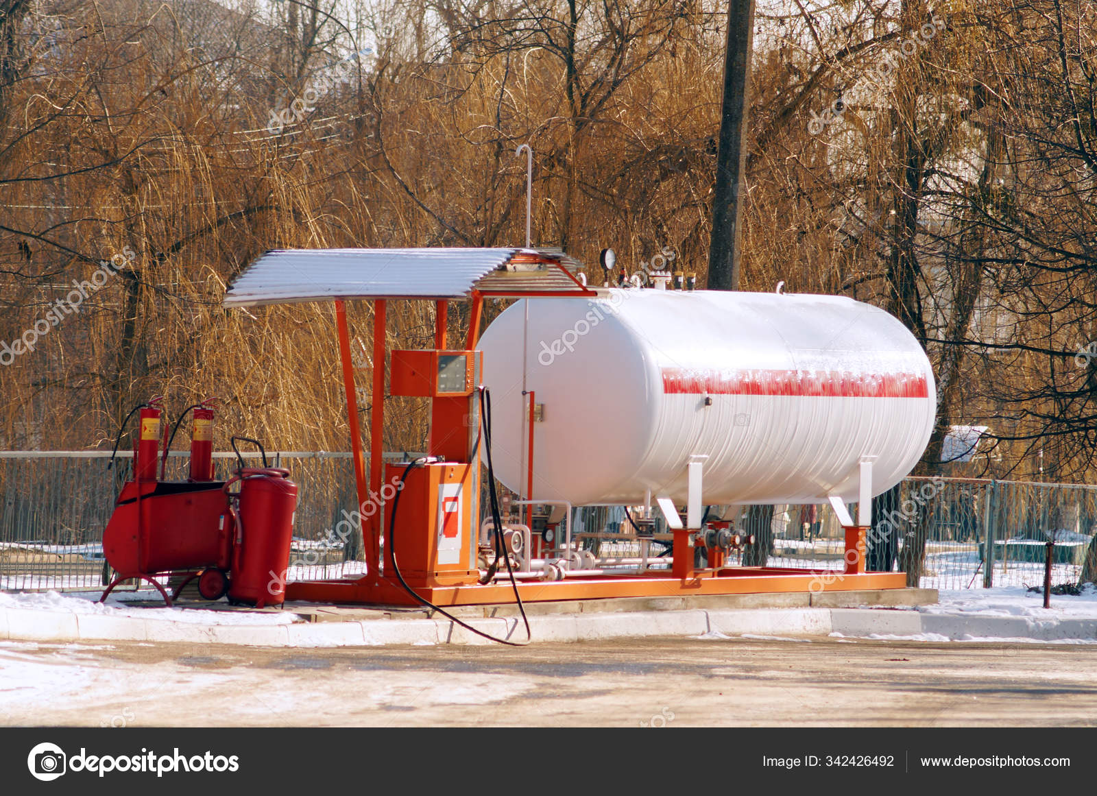 Liquid propane gas station - winter view. Stock Photo by ©rdaniluk ...