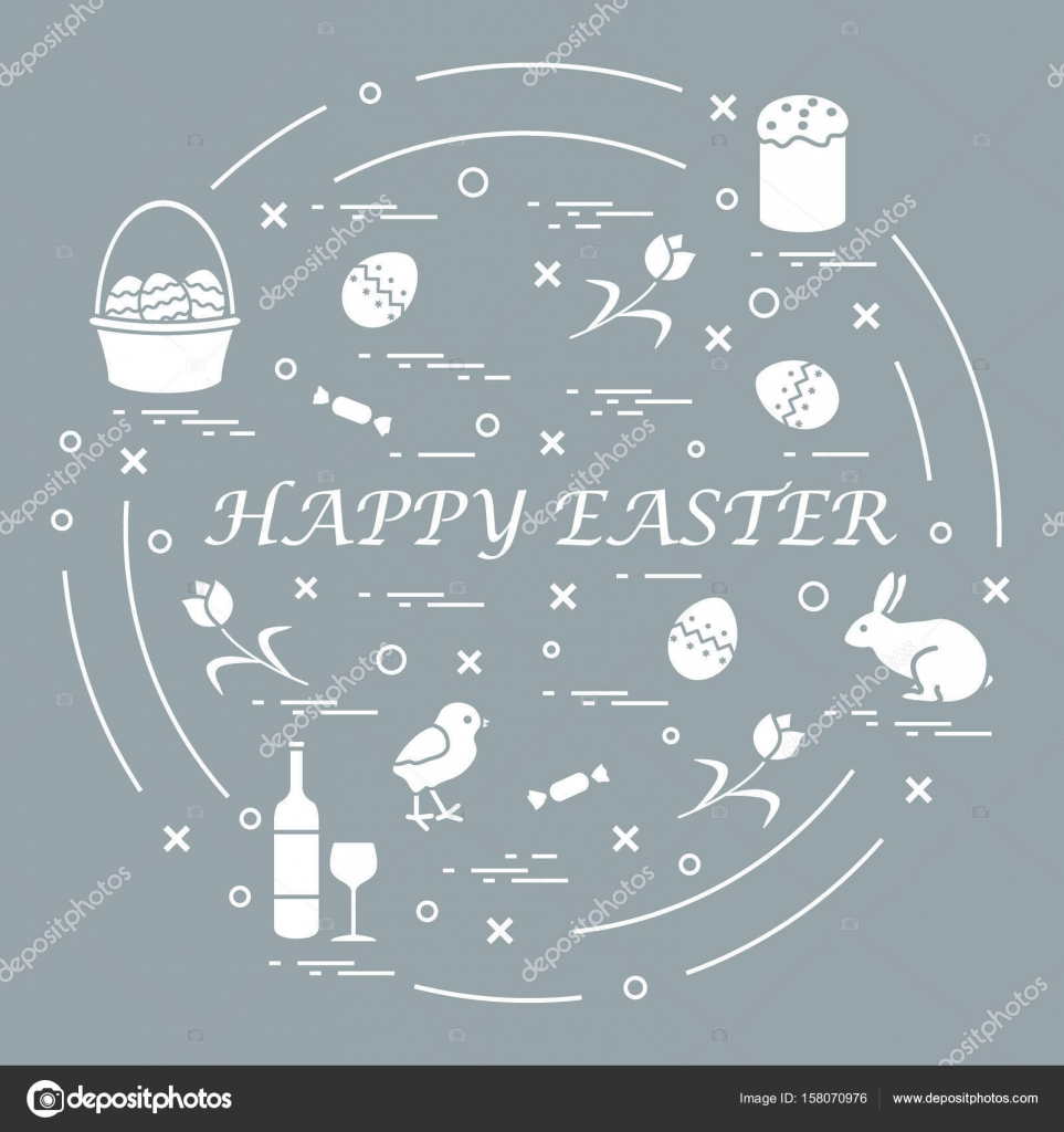 Cute vector illustration with different symbols for Easter arran Stock ...