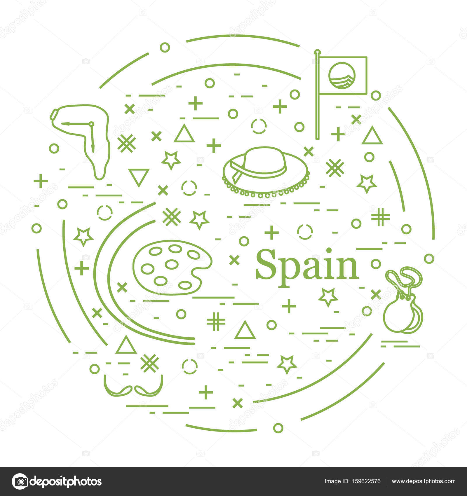 Vector illustration with various symbols of Spain arranged in a Stock ...