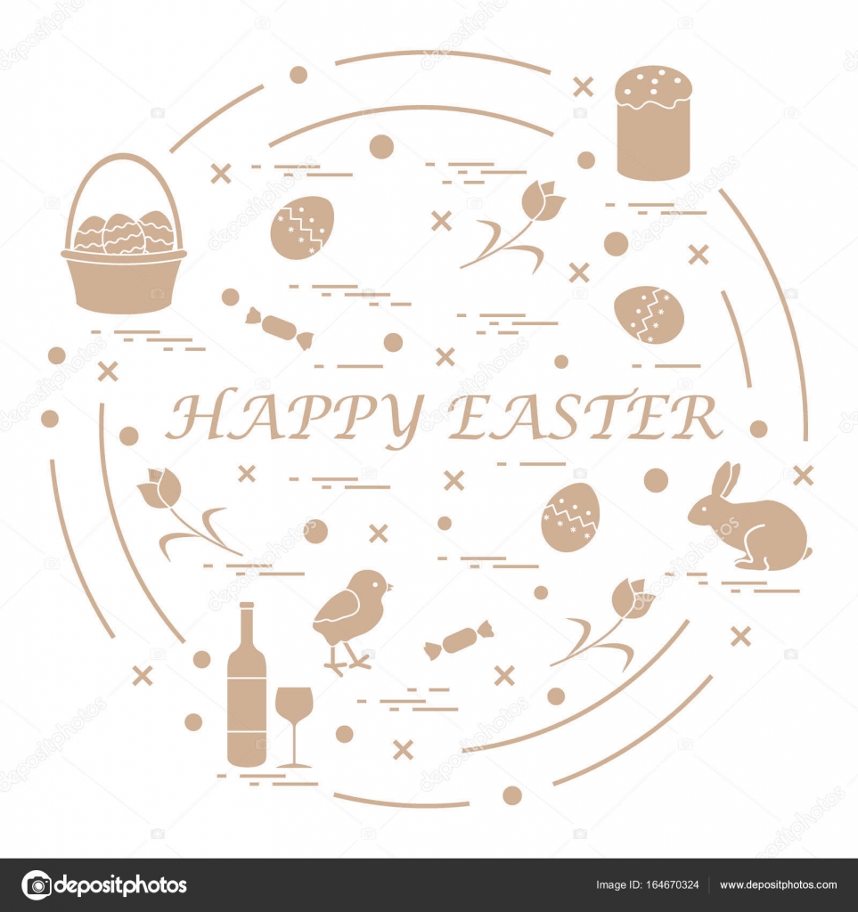 Cute vector illustration with different symbols for Easter arran Stock ...