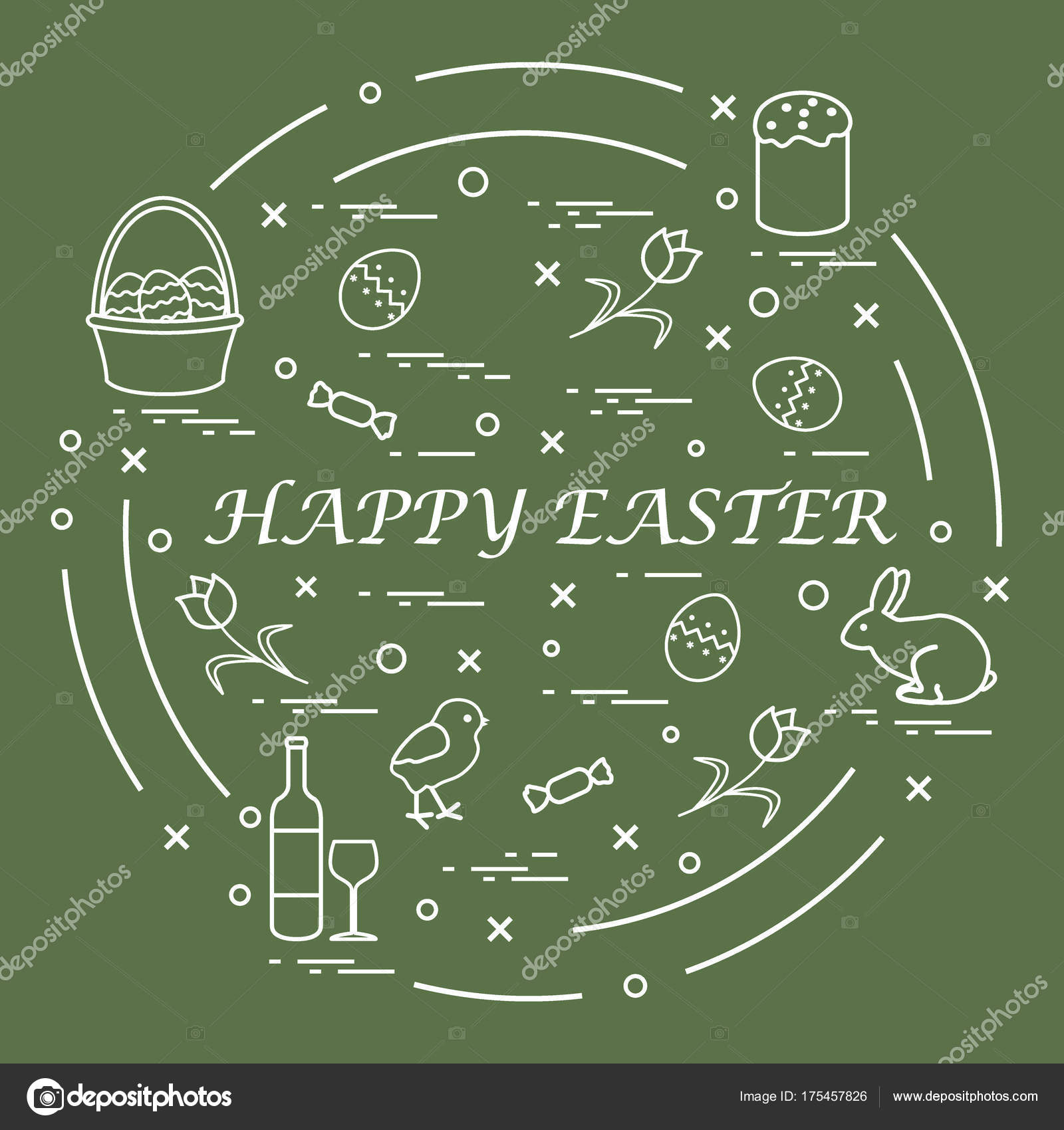 Cute vector illustration with different symbols for Easter arran Stock ...