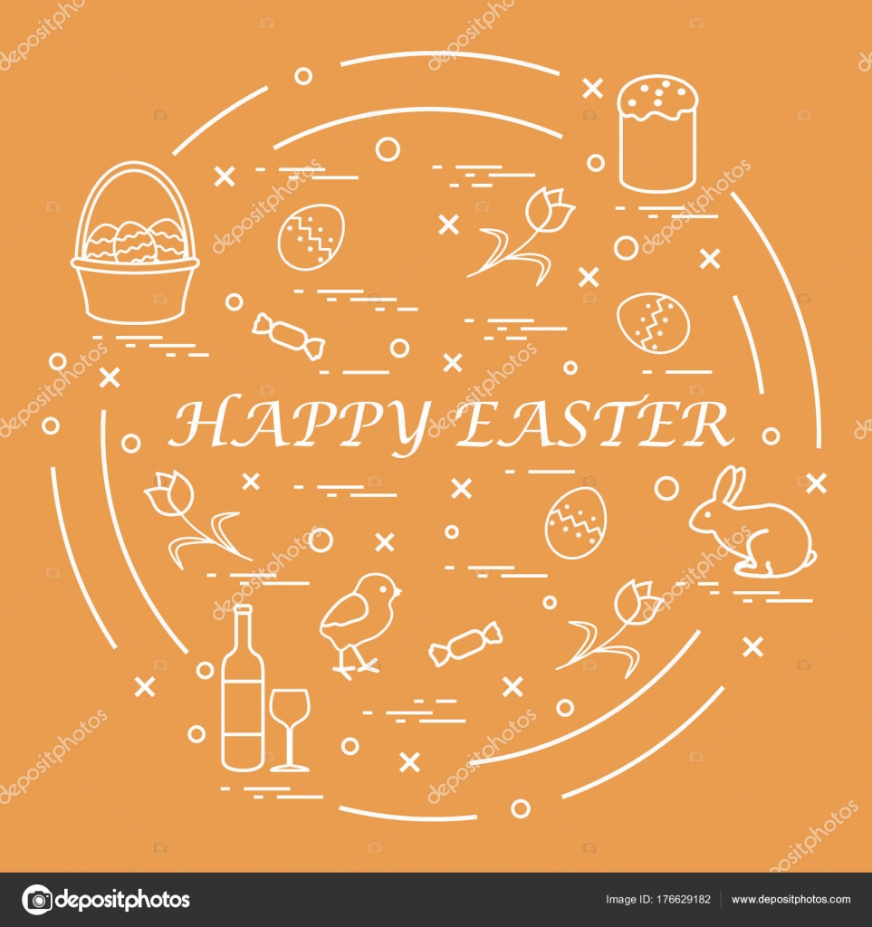 Cute vector illustration with different symbols for Easter arran Stock ...