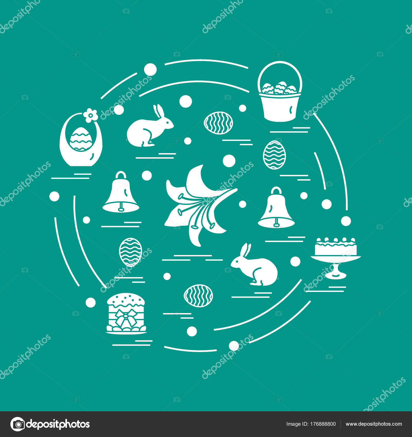 Lindo vector de ilustración con diferentes símbolos para la Pascua ...