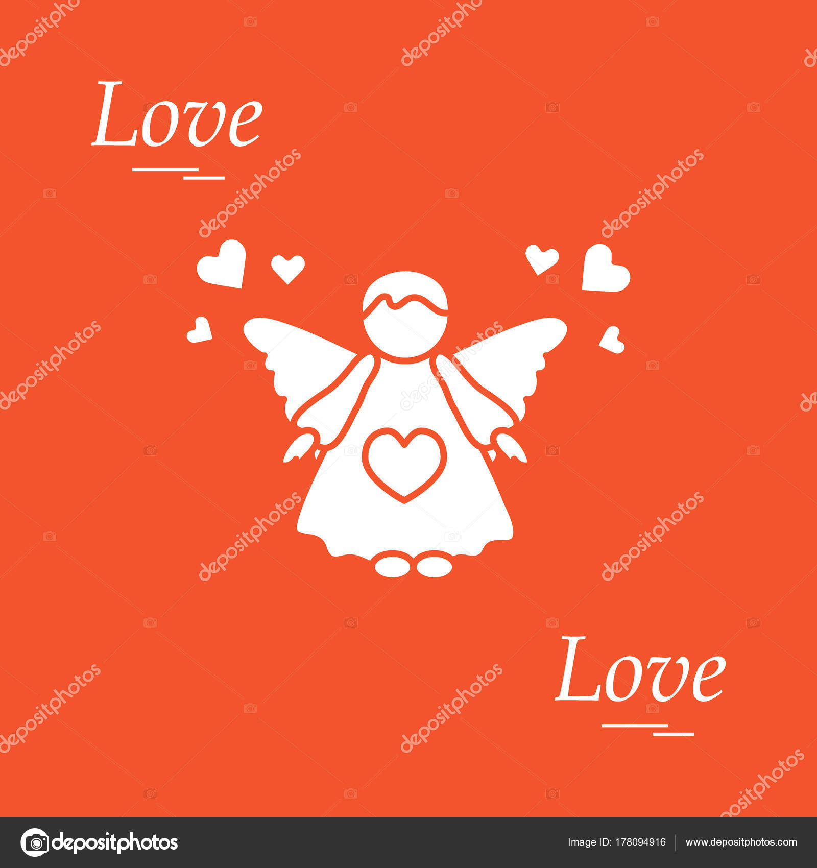 Cute vector illustration: angel and hearts. Love symbol. Stock Vector ...