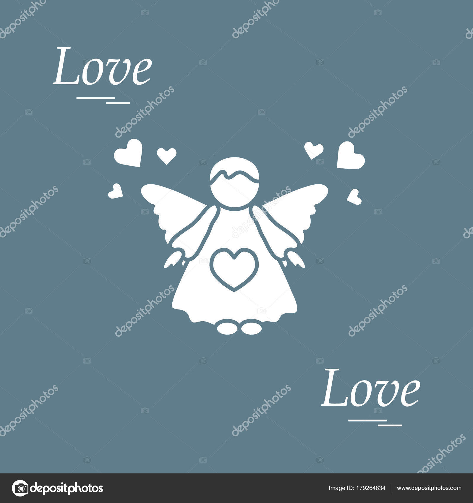 Cute vector illustration: angel and hearts. Love symbol. Stock Vector ...