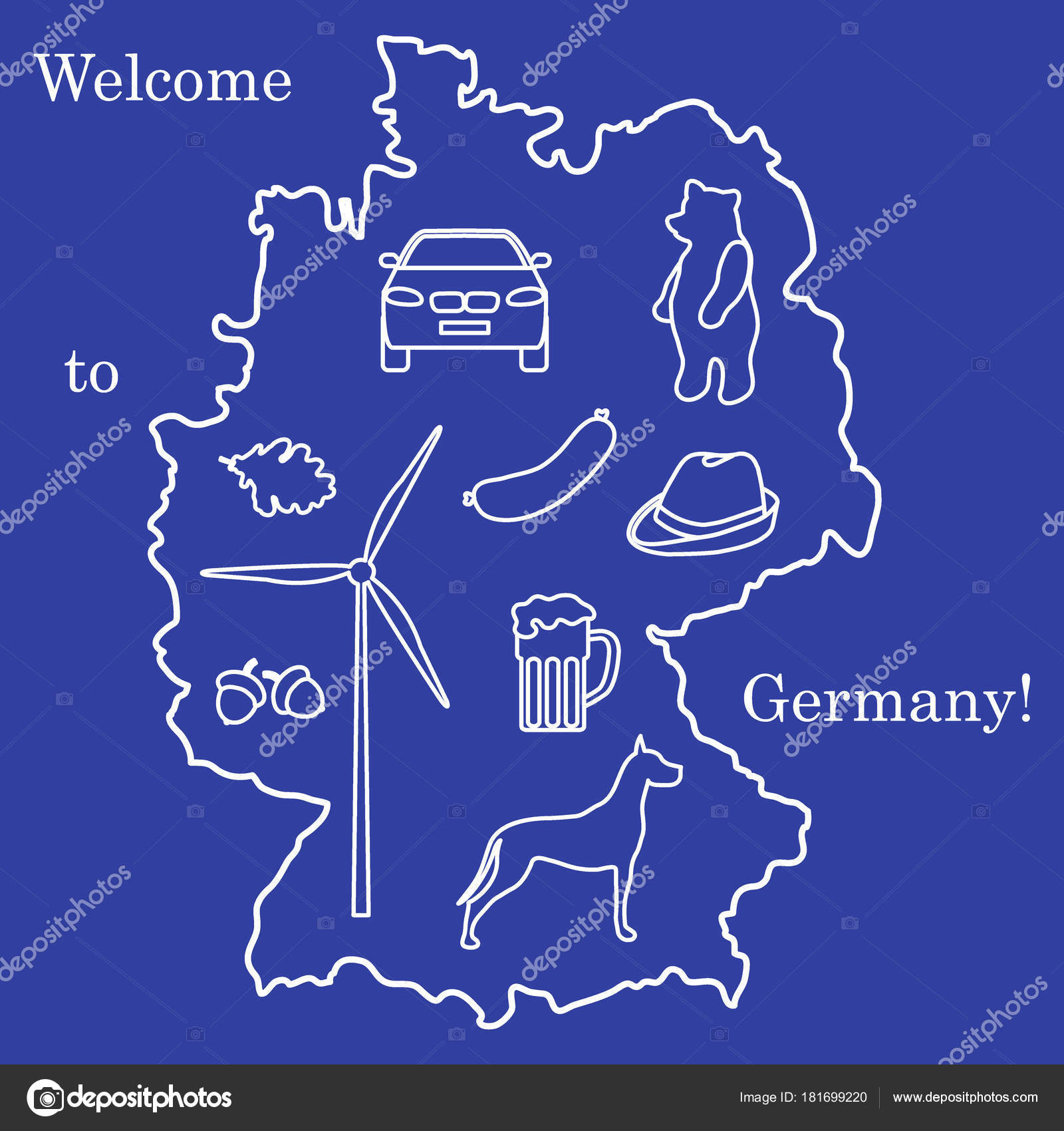 Vector illustration with various symbols of Germany. Travel and Stock ...