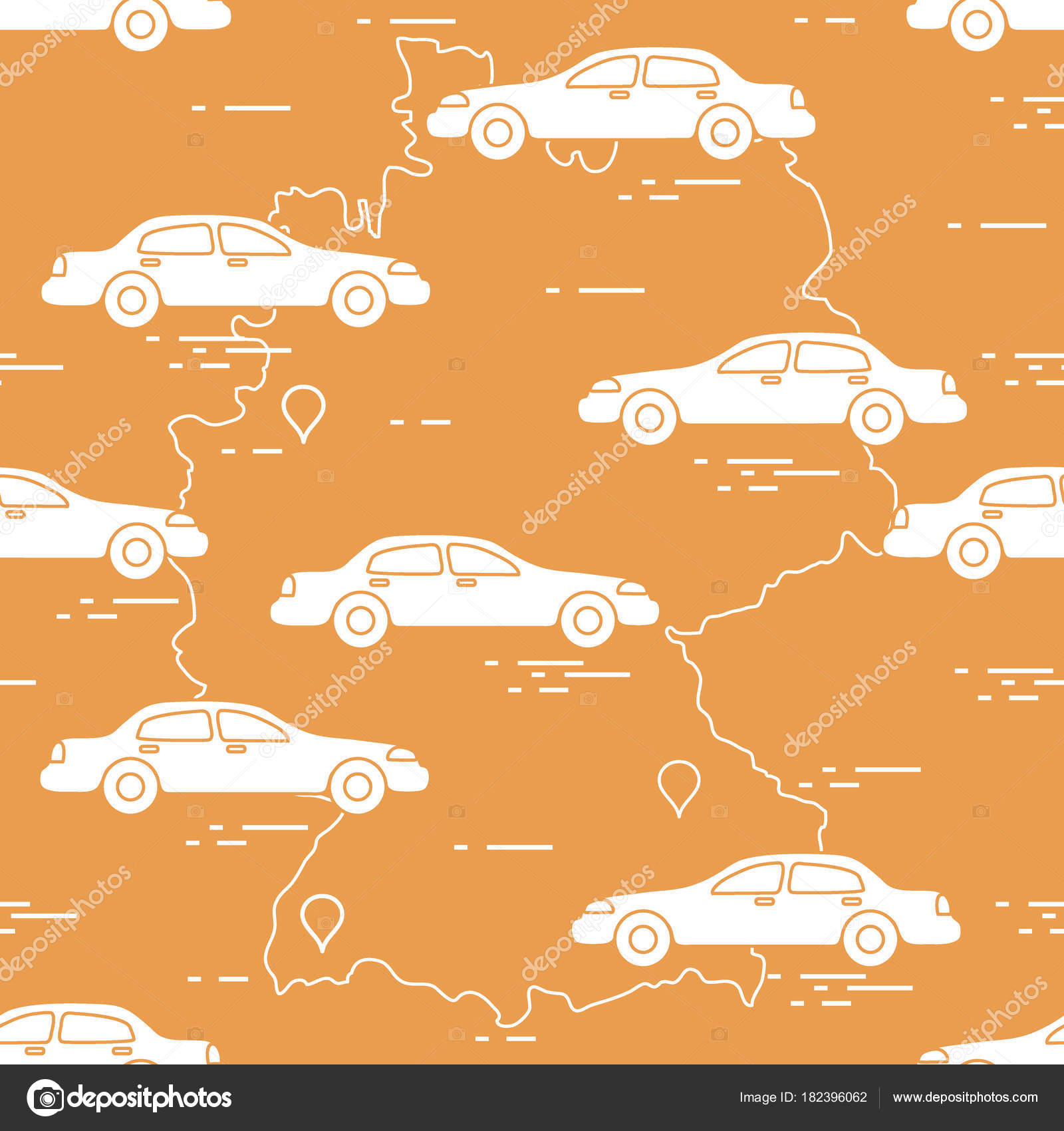 Pattern with cars and map of Germany. Travel and leisure. Stock Vector ...