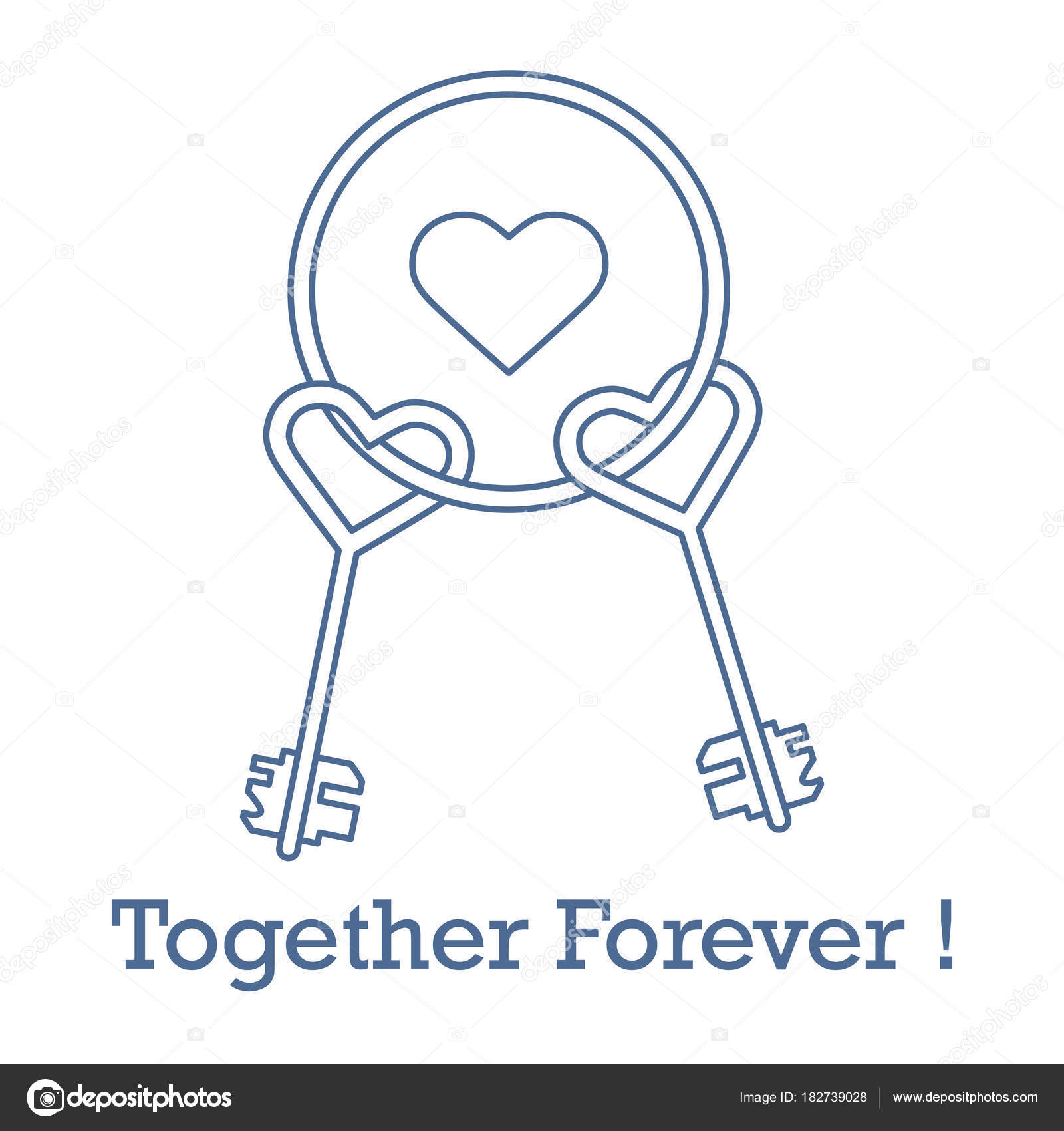 Keys in heart shape and the words together forever Stock Vector Image ...