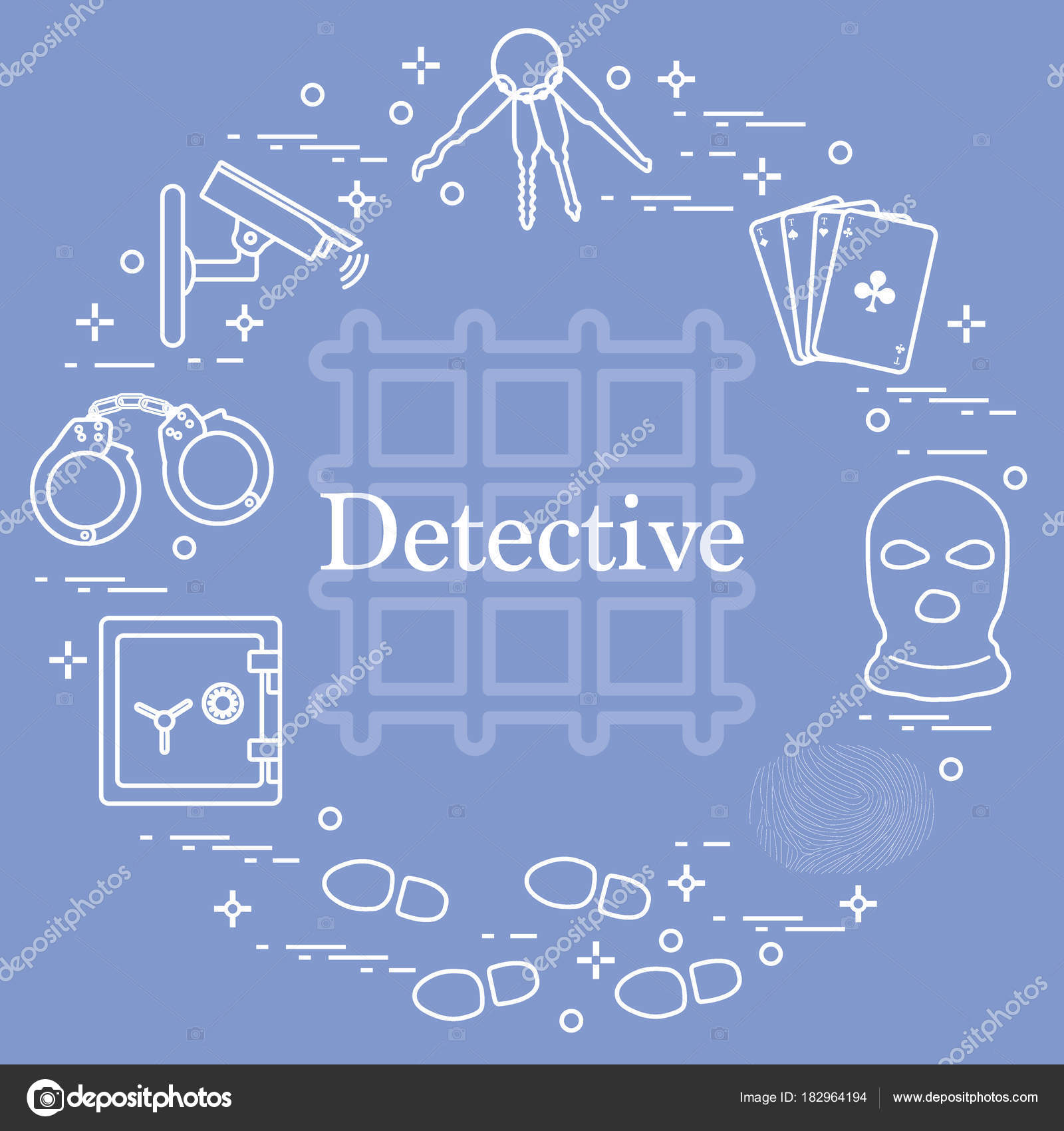 Criminal and detective elements. Crime, law and justice vector i Stock ...