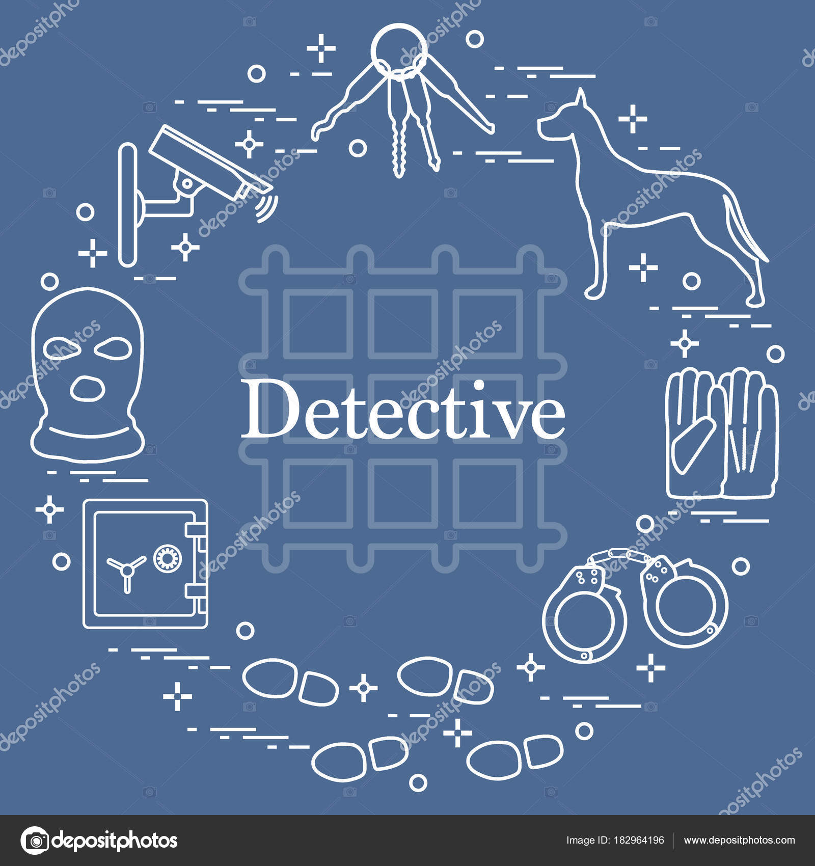 Criminal and detective elements. Crime, law and justice vector i Stock ...