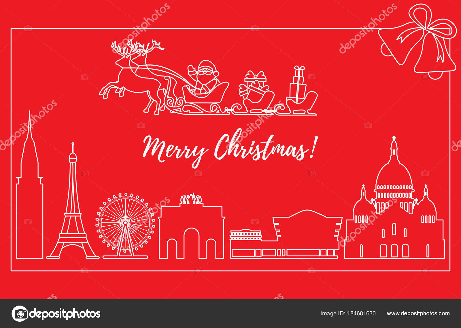 Santa Claus in sleigh flying over buildings. Stock Vector Image by ...