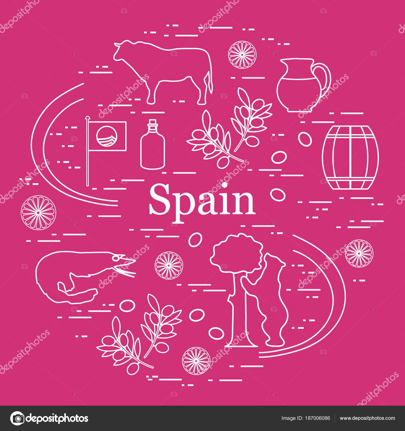 Vector illustration with various symbols of Spain arranged in a Stock ...