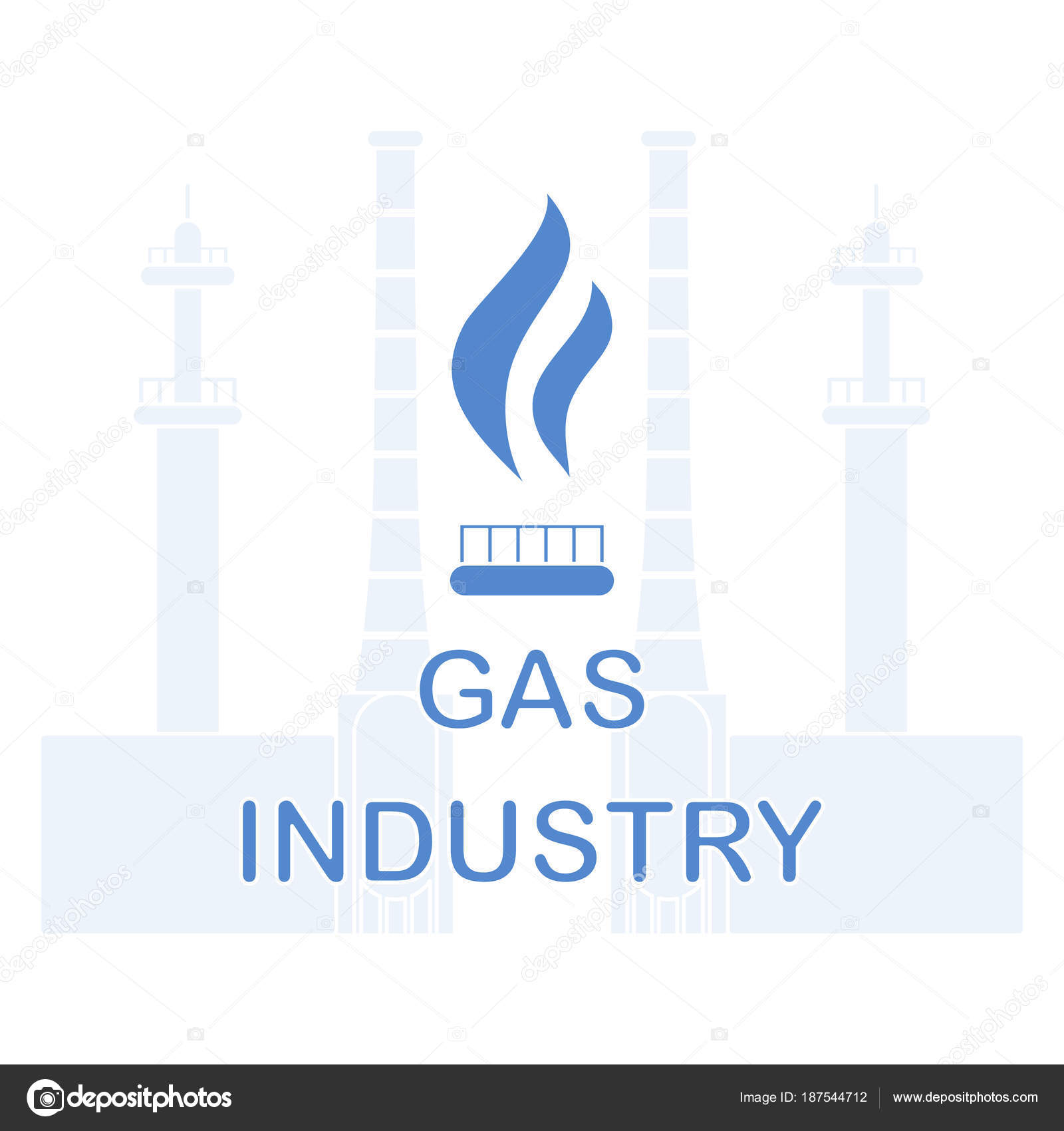 Gas processing plant.Gas burner with flame. Stock Vector Image by ...
