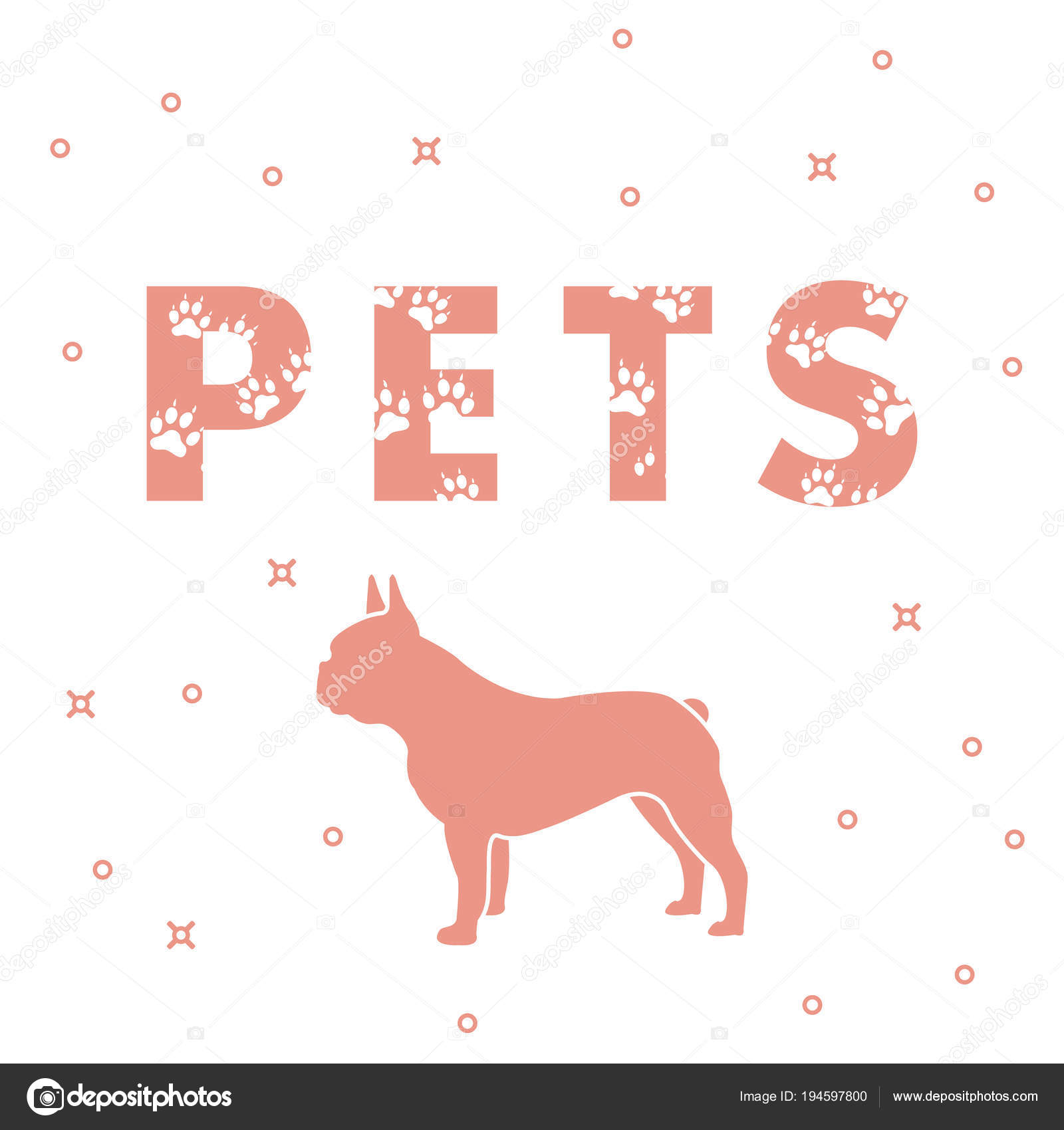 Dog and and the inscription Pets with traces. Stock Vector by ...