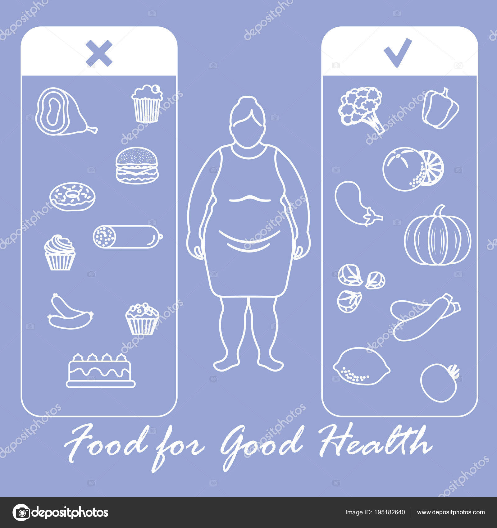 Proper nutrition with excess weight and obesity. Stock Vector by ...