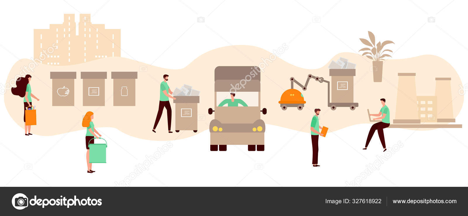 Vector People Robot Sorting Waste Recycling Eco Stock Vector by ... Vector People Robot Sorting Waste Recycling Eco Stock Vector by ...