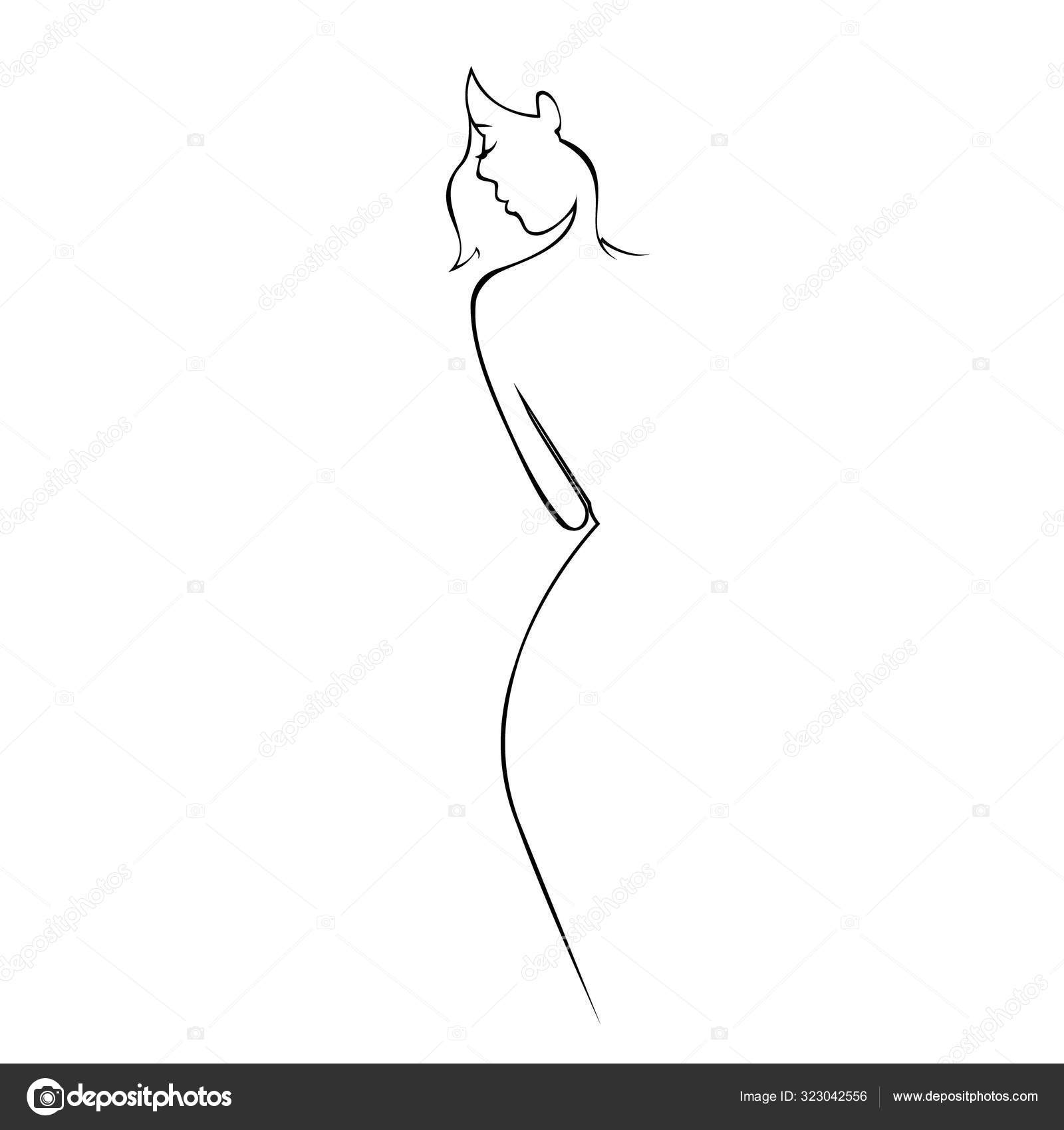 Silhouette Elegant Lady Vector Naked Girl Icon Motion Sign Symbol Stock