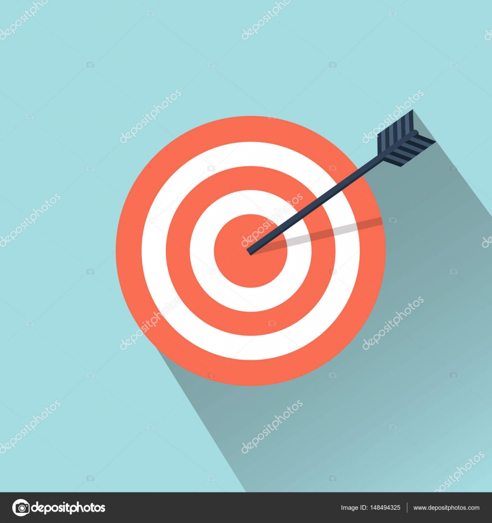 Arrow hitting a target. Business concept.Icon isolated on backgraund ...