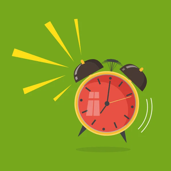 Cartoon alarm clock ringing. Wake up morning concept. Flat Stock Vector ...