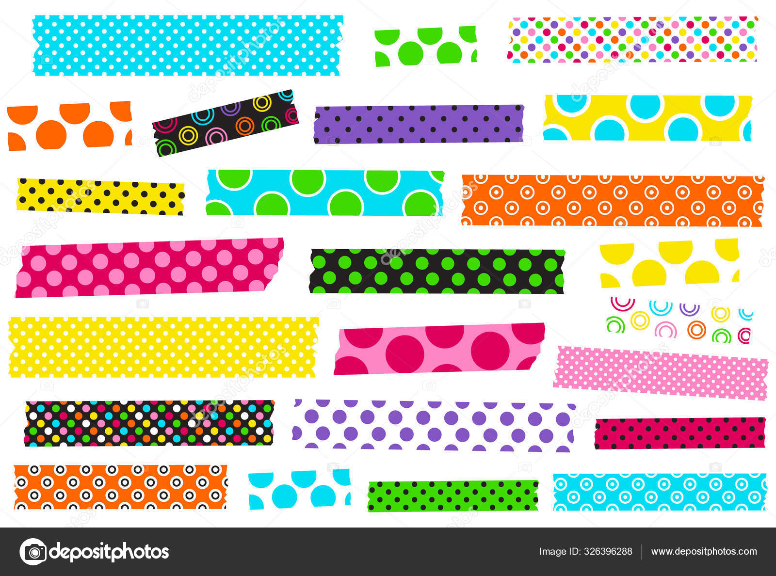 Collection Polka Dot Washi Tape Strips Masking Adhesive Tape Strip ...