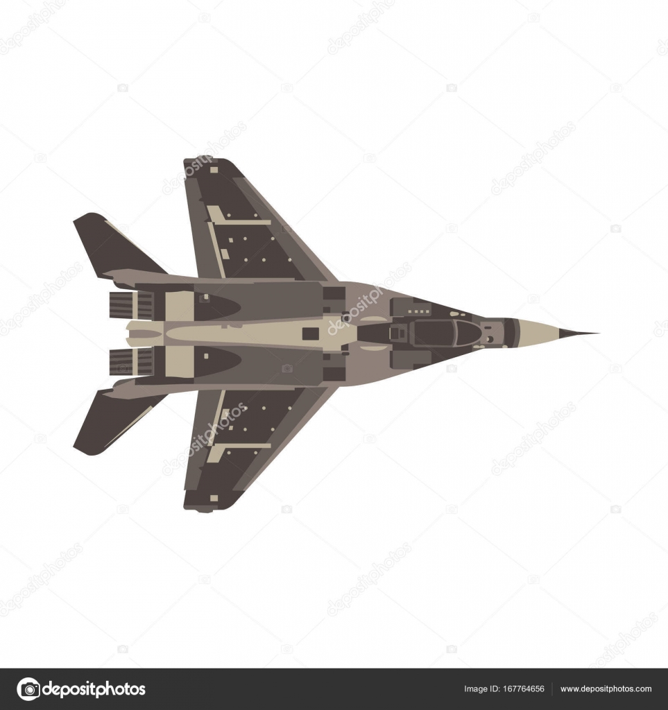 Vector fighter jet flat icon isolated. Military airplane top view Stock ...