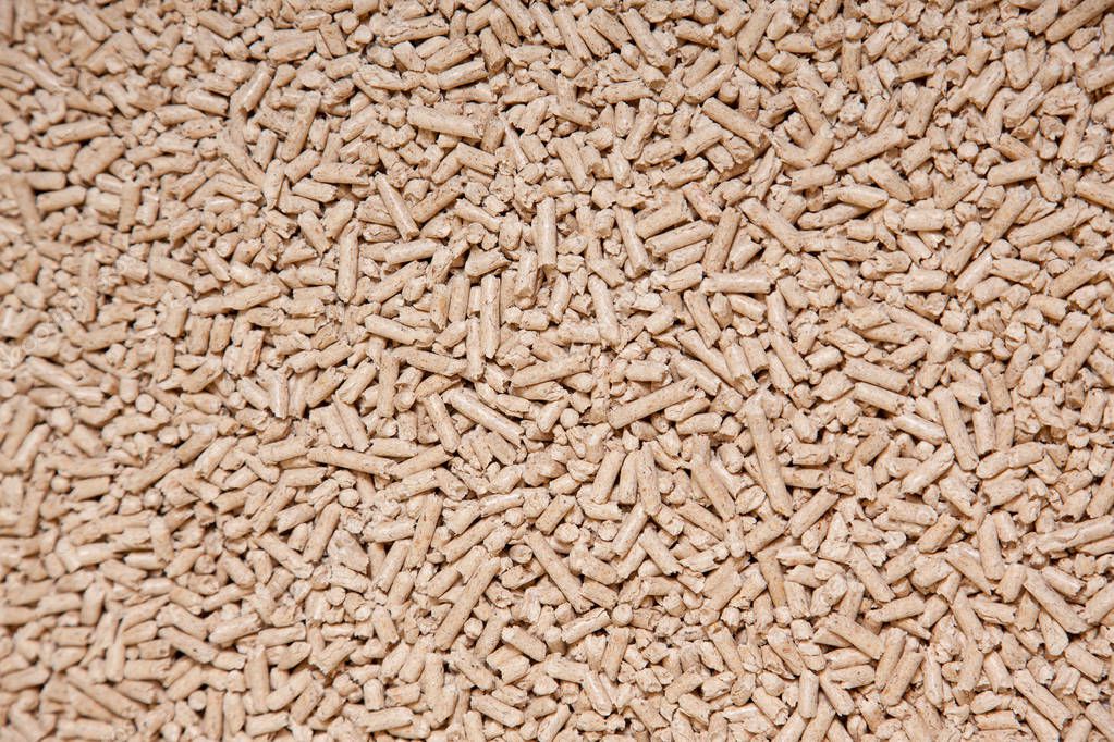 Pellets de madera. Pellets de madera maciza, primer plano. Fondo de ...
