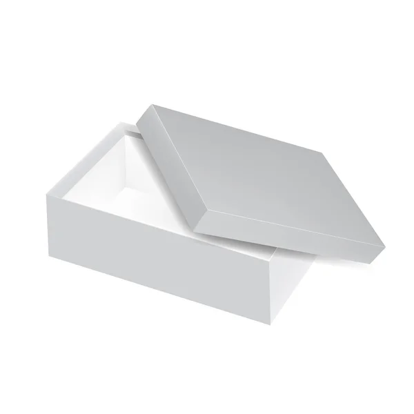 VECTOR PACKAGING: Top view of open white gray packaging box on isolated ...