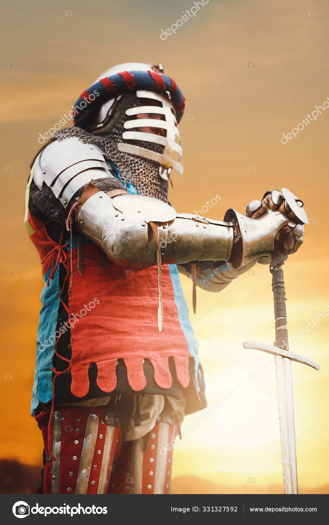 Medieval Knight Pointing Sword