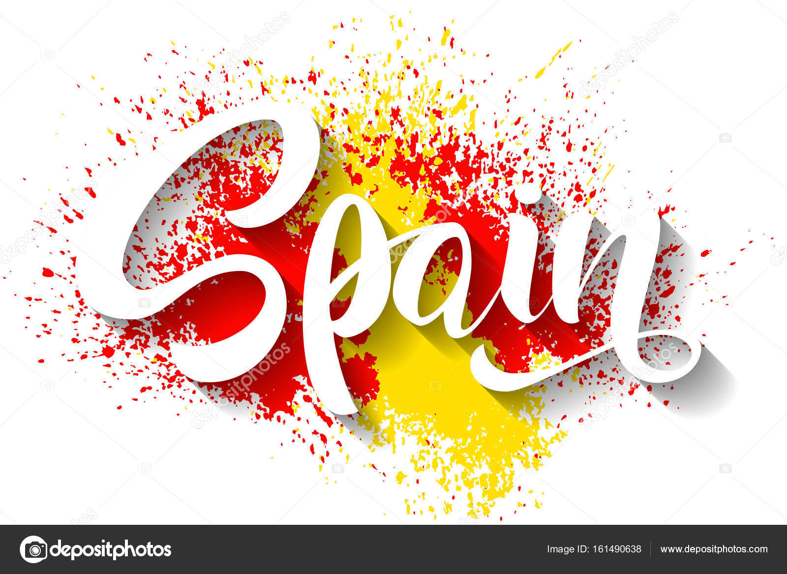 Rukopisné Španělsko. Vektorové písmo. Španělská vlajka. Vlajka Stock ...