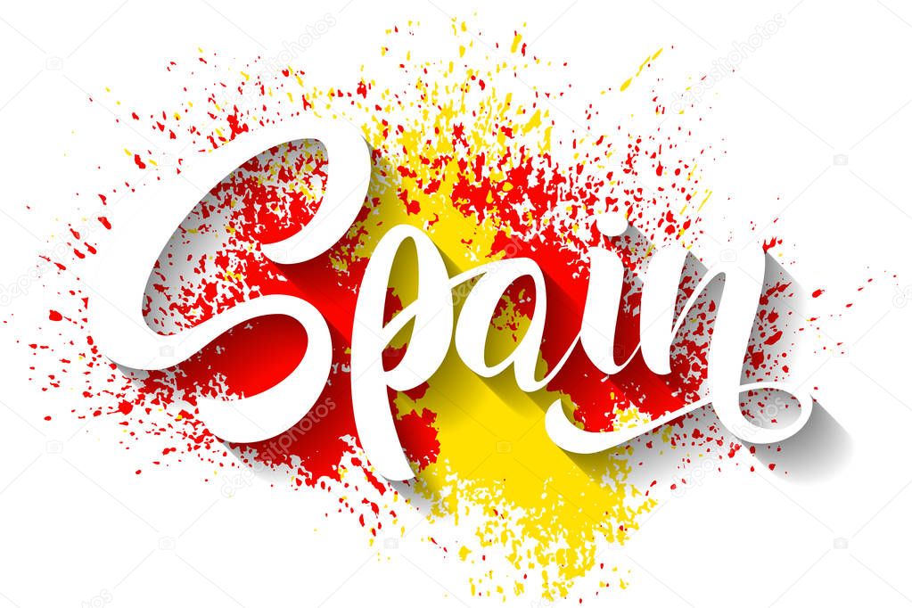 Hand written Spain. Vector lettering. The flag of Spain. Flag of ...