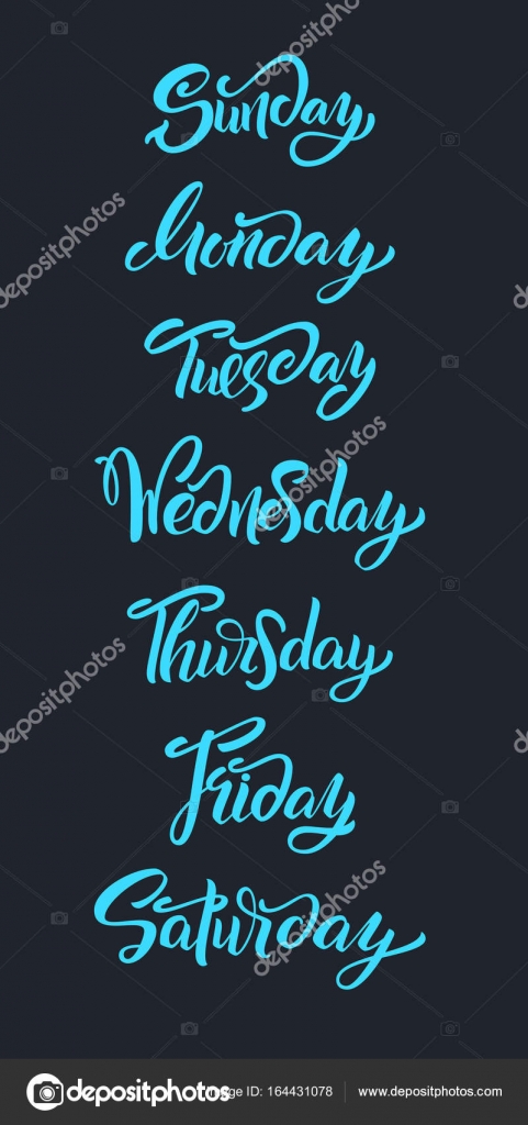 Letras de mano Días de la semana. Caligrafía moderna . Vector de Stock ...