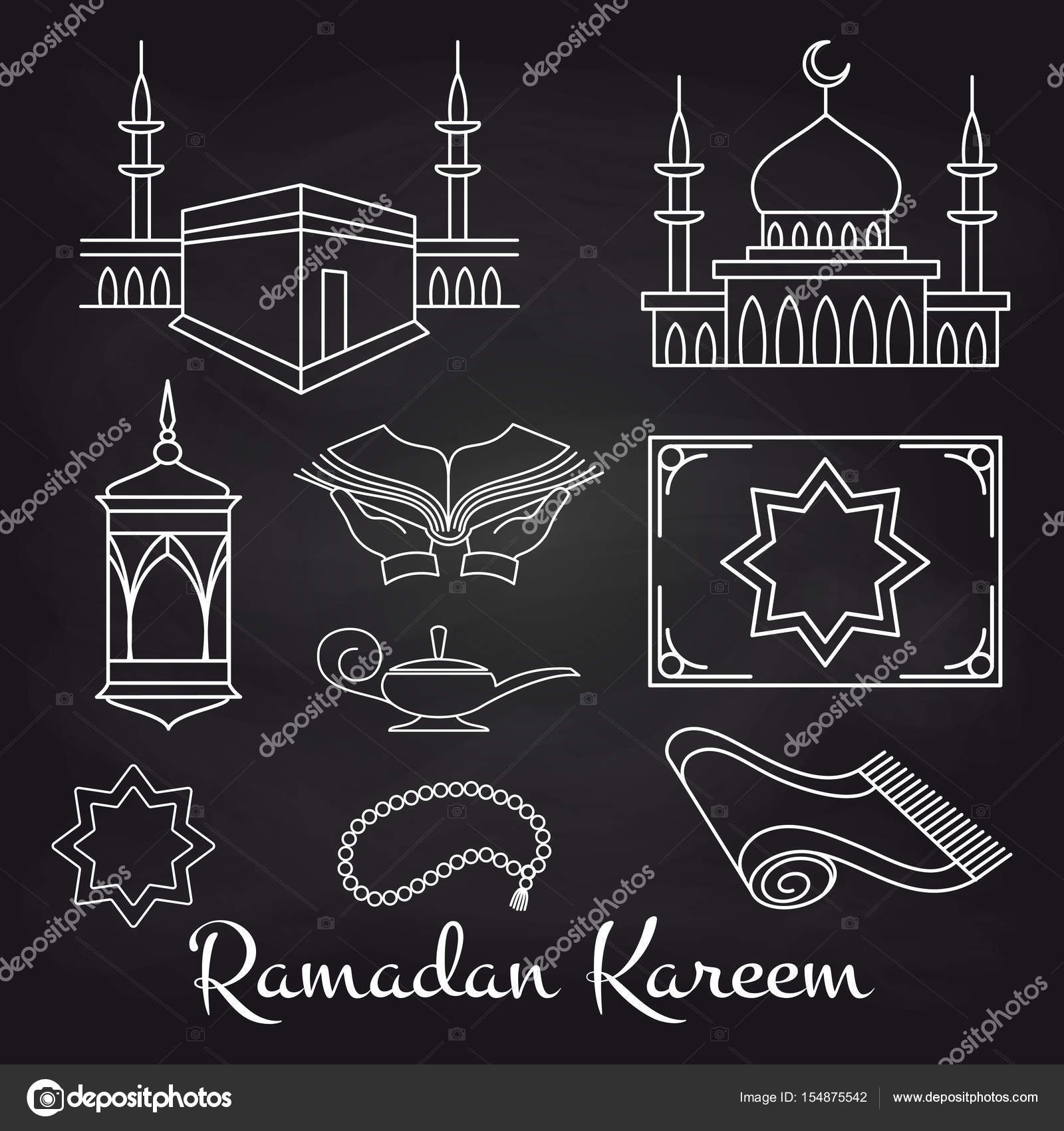 Signos lineales árabes en pizarra Vector de stock #154875542 de ©vectortatu