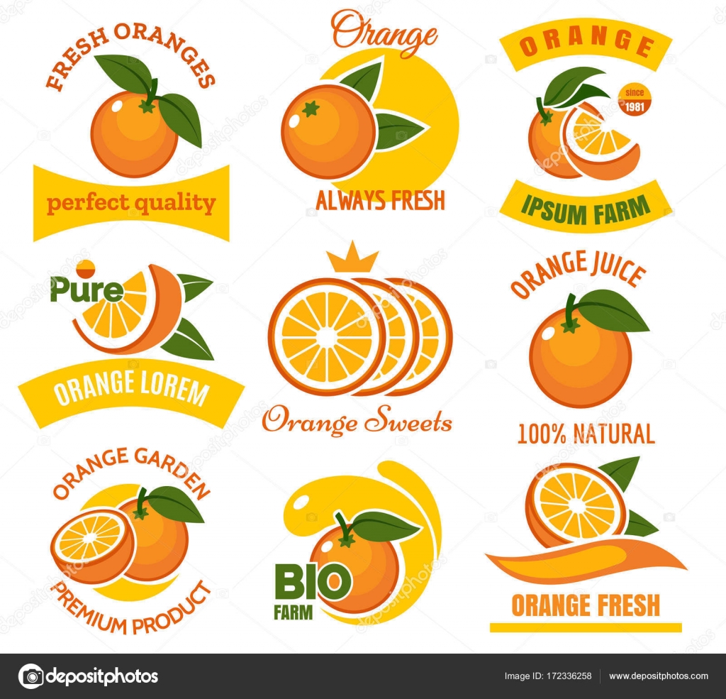 Orange products emblems set Stock Vector Image by ©vectortatu #172336258