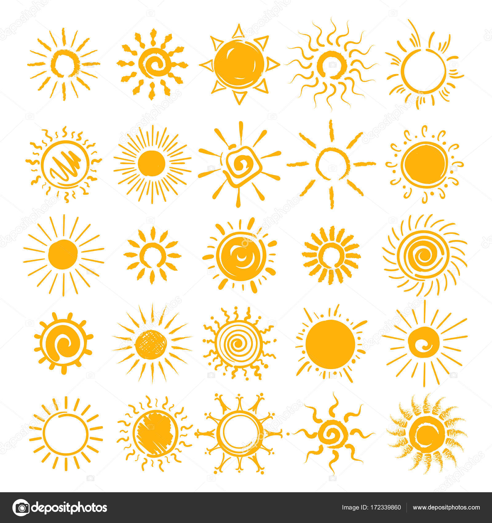 Sun doodle icons set Stock Vector Image by ©vectortatu #172339860
