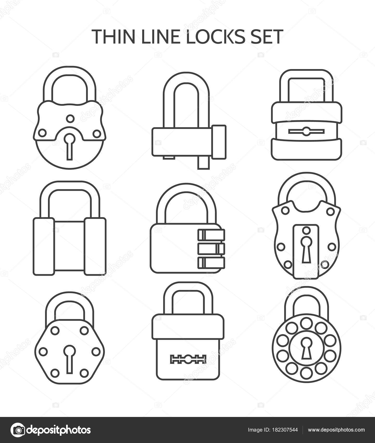 Outline lock icons set Stock Vector Image by ©vectortatu #182307544