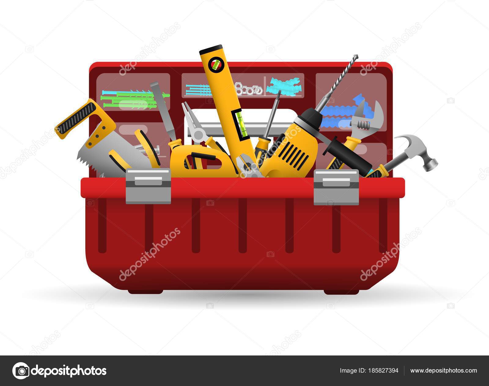 Instrument toolbox with tools kit — Stock Vector © vectortatu #185827394