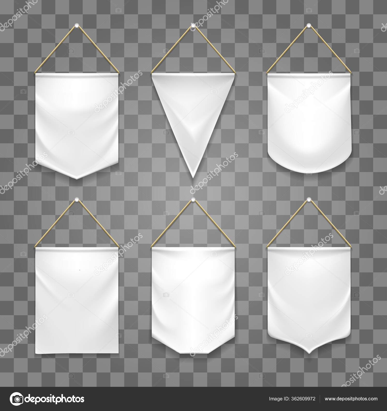 Blank white pennant set Stock Vector Image by ©vectortatu #362609972
