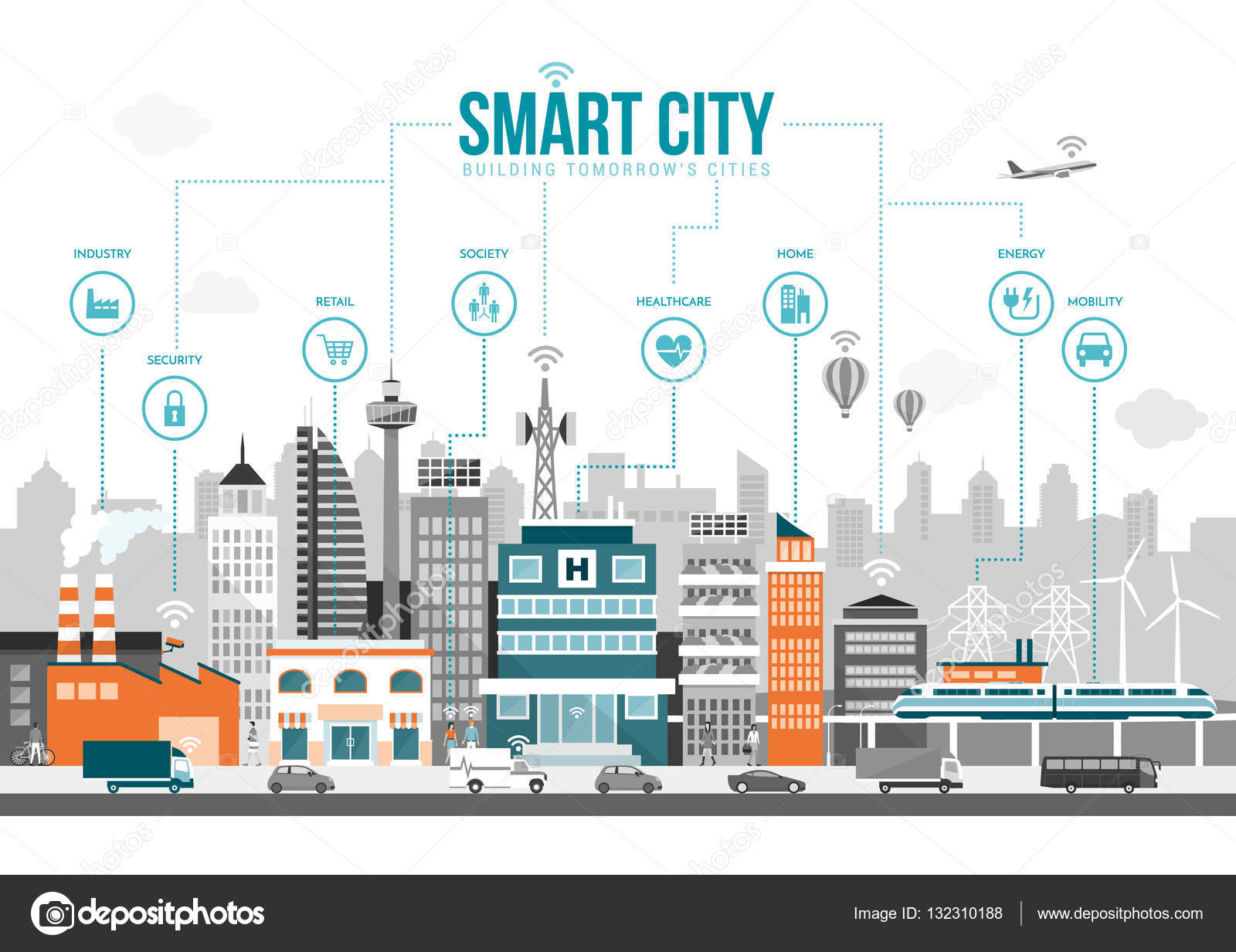 Infographics of smart contemporary city Stock Vector by ©elenabs 132310188