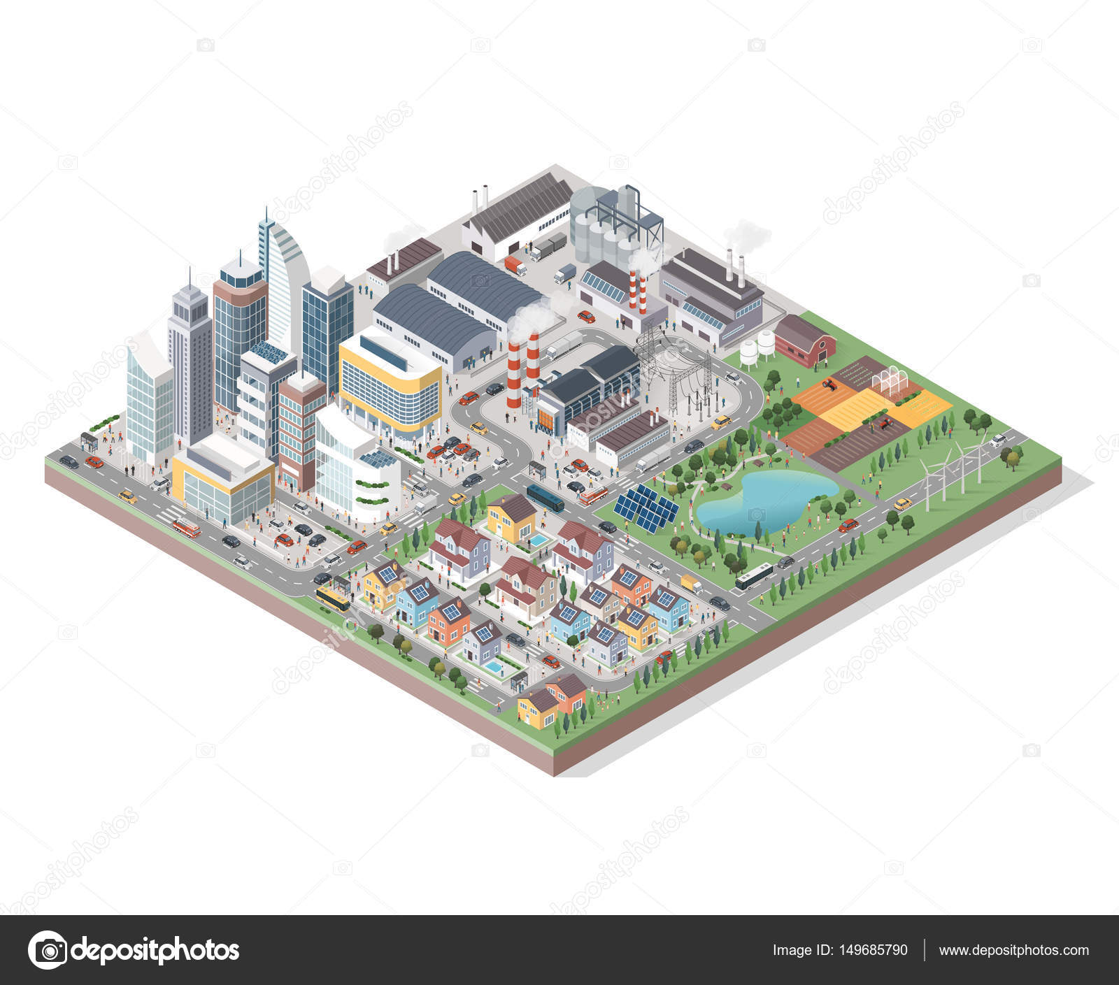 Isometric city with buildings Stock Vector Image by ©elenabs #149685790