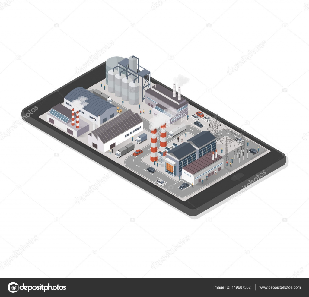 Isometric industrial park area with factories Stock Vector by ©elenabs ...