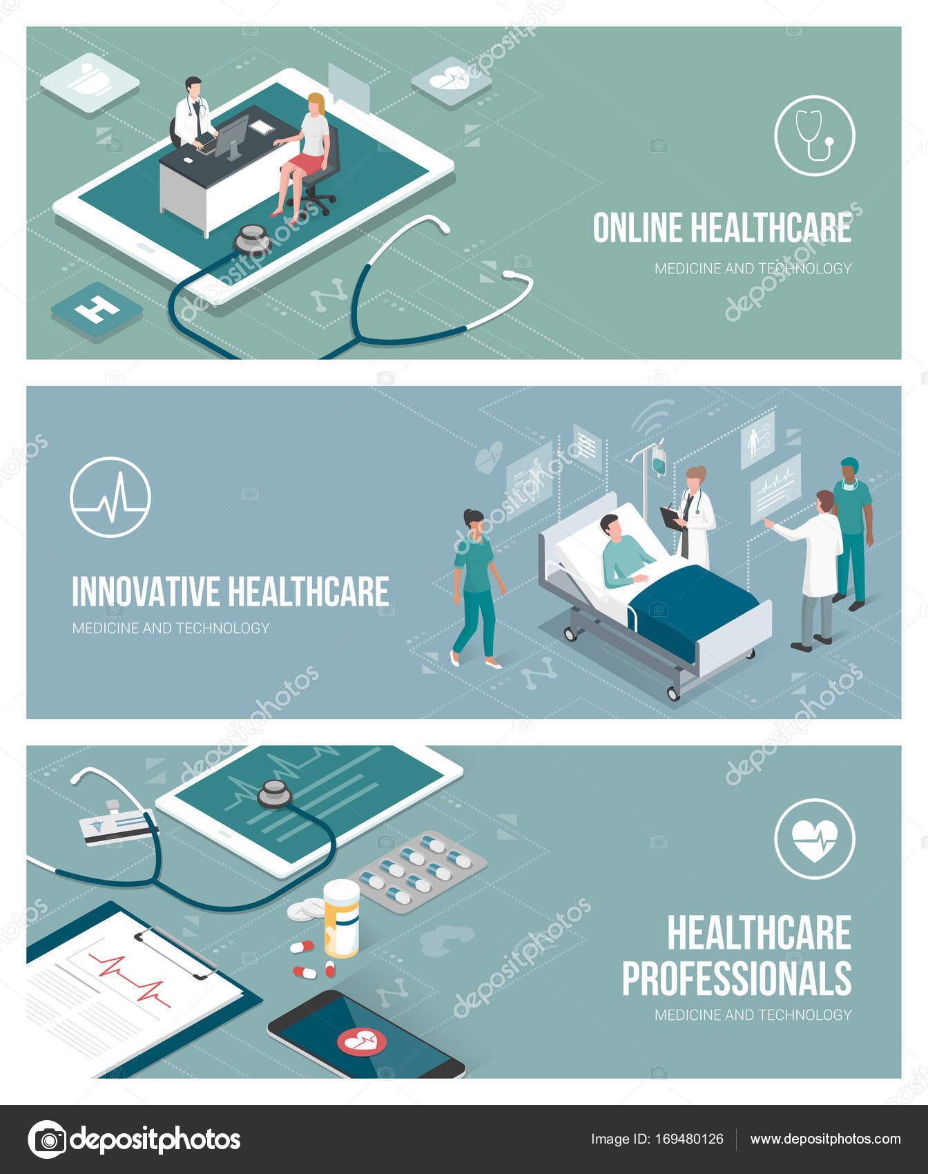 Doctors and patients banner set Stock Vector Image by ©elenabs #169480126