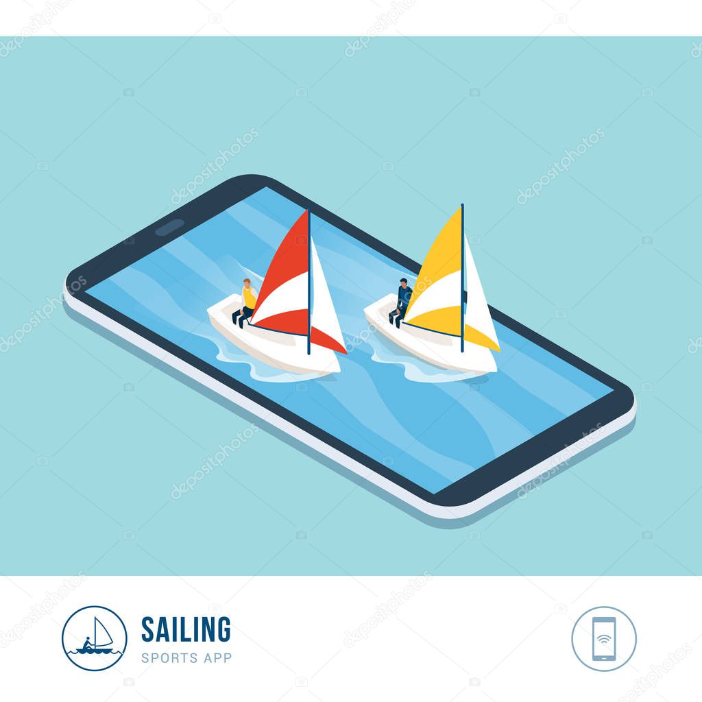 Competencia deportiva profesional: veleros en el mar, aplicaci n m vil 2024