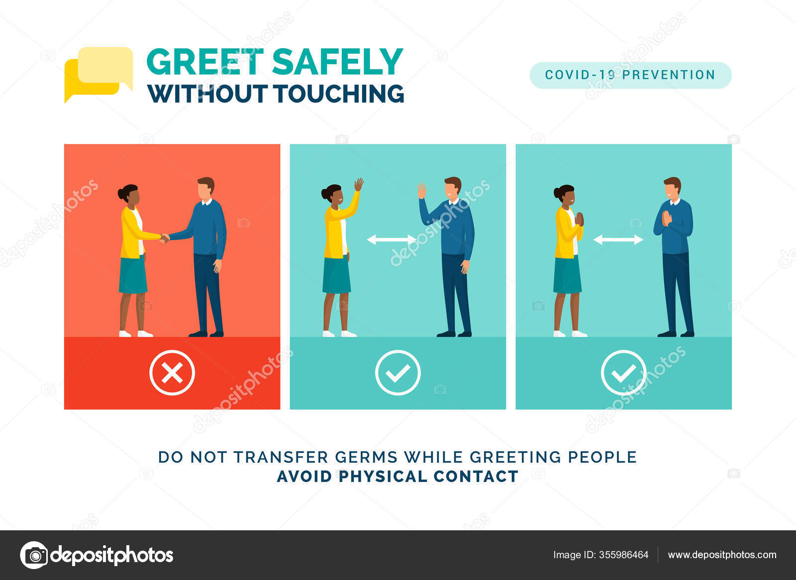 Alternative Safe Greetings Avoid Physical Contact Practice Social ...