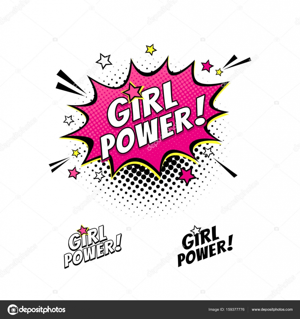 Comic speech bubble with emotional text Girl Power and stars. Vector ...