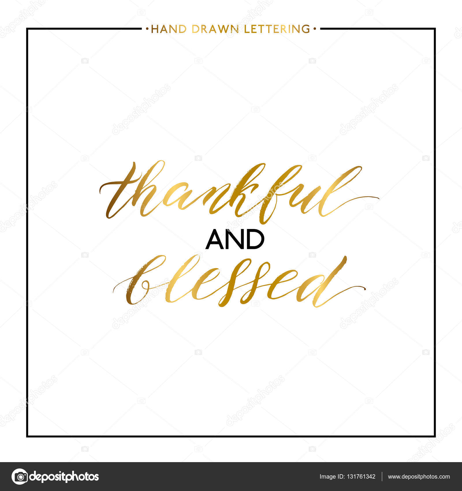Thankful and blessed gold lettering isolated on white background ...