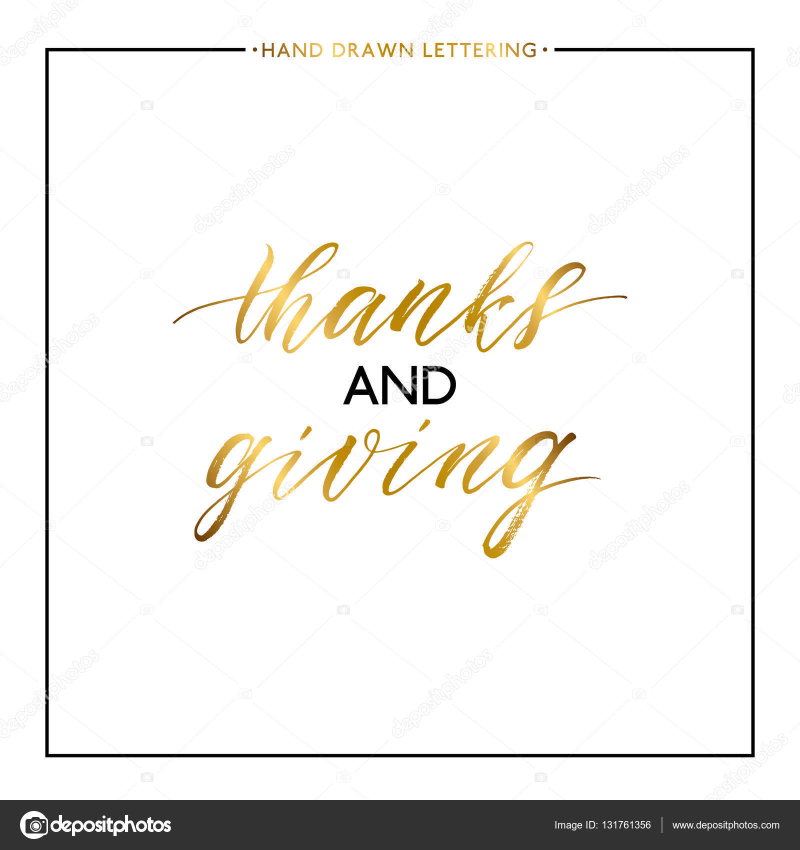 Thanks and Giving gold text isolated on white background Stock Vector ...