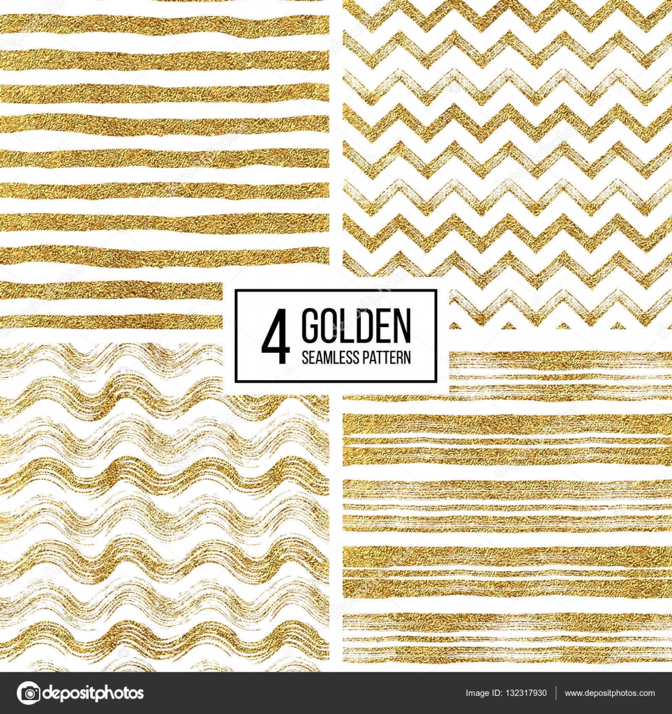 Gold And White Glitter Chevron