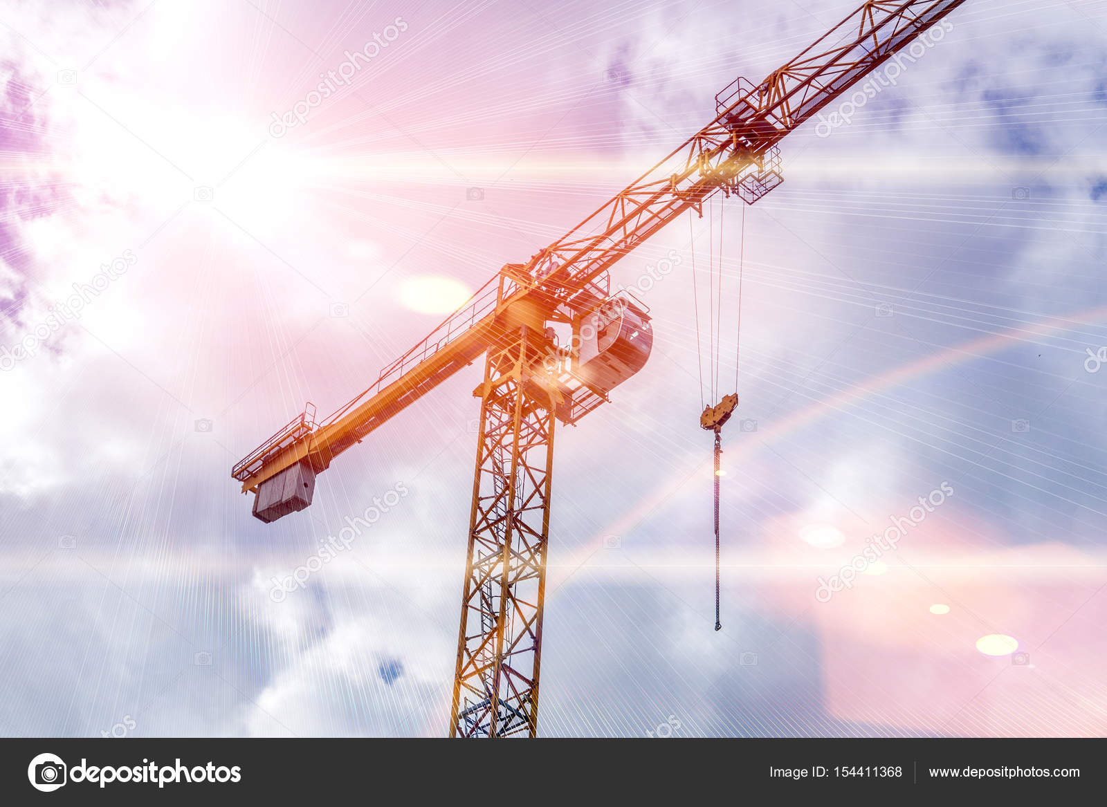 Construction crane sun rays — Stock Photo © dudewayap.gmail.com #154411368